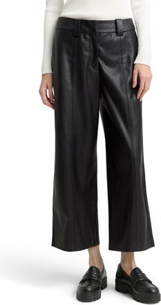 Tom Tailor Damen 1048846 Culotte Hose in Lederoptik, 14482-Deep Black, 44W / 28L
