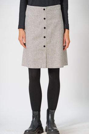 Hempage Hempage Damen vegan Rock Mit Hahnentrittmuster Und Knopfleiste Natur