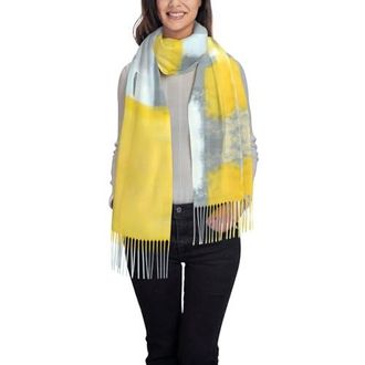 Generic Foulard Echarpe Unisexe Wrap Foulard Peinture abstraite grise et jaune Mode Ch&acirc;le &Eacute;charpe pour Femmes No&euml;l Homme 68x196cm