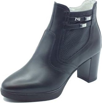 Nero Giardini NeroGiardini E615080D Noir Bottines pour femme en cuir avec talon haut et &eacute;clair, Noir, 37 EU