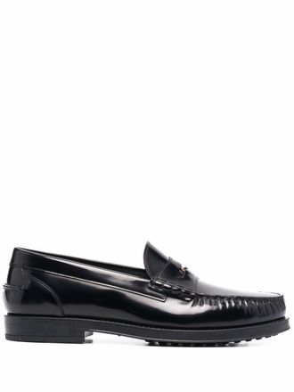 Tod's mocassins en cuir &agrave; plaque logo - Noir