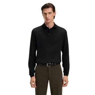 HUGO BOSS Lanciomne Poloshirt f&uuml;r Herren, Lang&auml;rmlig (Schwarz)