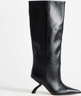 Topshop Trinity kniehoher Stiefel mit kantigem Absatz in Schwarz