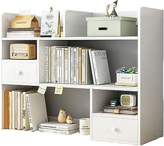 Generic Petite bibliothèque multicouche pour bureau, chambre à coucher, salon, étagère de rangement en bois robuste et élégante (80 x 17 x 80 cm, blanc)