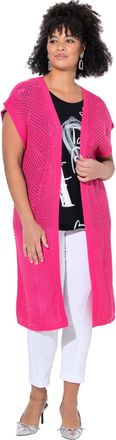 Miamoda Damen gro&szlig;e Gr&ouml;&szlig;en &Uuml;bergr&ouml;&szlig;en Plus Size Strickweste, offene Form, Strukturstrick hibiskuspink 46+ 840369510-46+