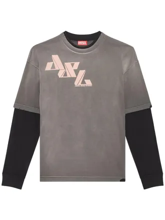 Diesel t-shirt T-Wasy-Ls &agrave; empi&egrave;cements - Gris