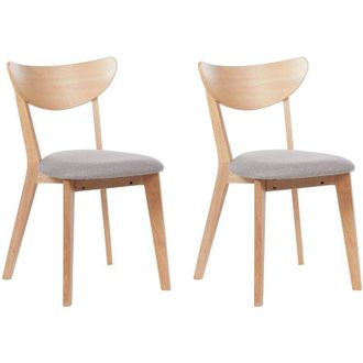Beliani Esszimmerstuhl 2er Set ERIE Holz Hellbraun / Grau