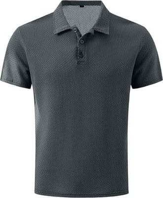 Generic Polo &agrave; col basculant pour homme - T-shirt Henley grande taille l&eacute;ger et respirant - Haut &agrave; manches courtes avec bouton 1/4 - Couleur unie - Chemises d