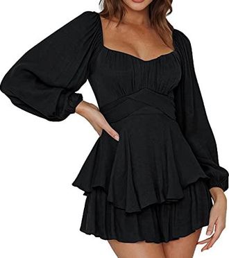 QWUVEDS Costume de pirate pour femme - Robe dété pour femme - Robe à volants - Robe avec pantalon - Manches bouffantes - Robe patineuse blanche - Robe patineu