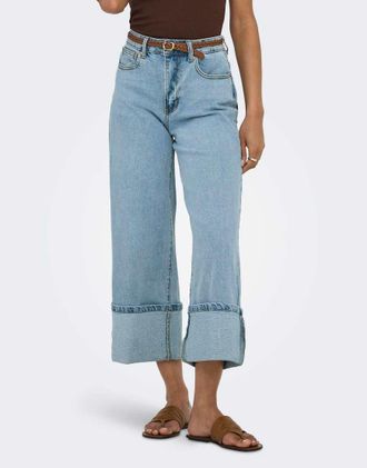 Only Wide-Fit-Jeans in Hellblau