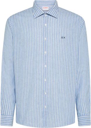 Sun 68 Homme, Chemises, Bleu, Taille: XL Long Sleeve Linen Shirt