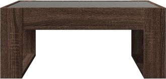 Generic Moderner Couchtisch mit LED-Licht, Glasplatte und MDF-Rahmen, Zeitgen&ouml;ssischer Wohnzimmer-Mitteltisch mit Stilvollen Beleuchteten Akzentm&ouml;beln (Braune