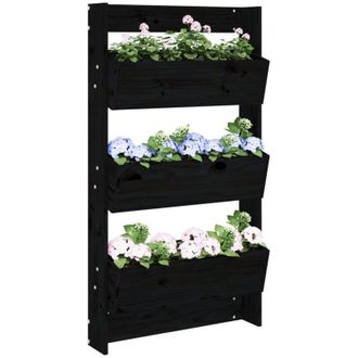 vidaXL Vidaxl - Jardini&egrave;re murale 3 niveaux 60x18,5x110 cm noir bois pin massif