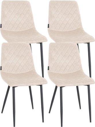 Clp Lot de 4 chaises Telde velours Crème