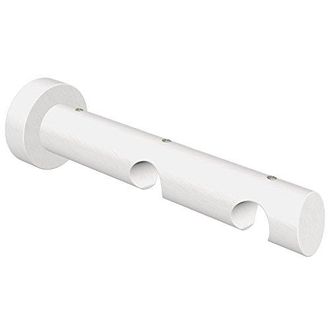 Flairdeco Träger offen für 20 mm Ø Gardinenstange, 2-läufig, Holz, Weiß lackiert