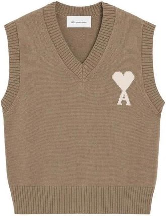 Ami Femme, Pulls, Beige, Taille: 38 FR ADC Sleeveless Sweater