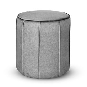MG Design Runder Sitzhocker 42 x 45,5 cm in Grau mit Ziern&auml;hten - Gepolsterter Polsterhocker mit F&uuml;&szlig;en f&uuml;r Wohnzimmer oder Schlafzimmer