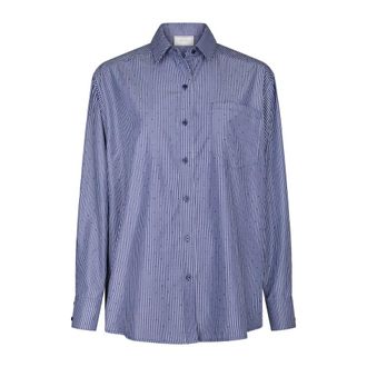 Neo Noir Femme, Blouses et Chemises, Bleu, Taille: 36 FR Dalma B Stripe Stone Shirt