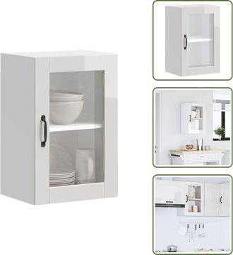 vidaXL K&uuml;chen-H&auml;ngeschrank mit Glast&uuml;r Porto Hochglanz-Wei&szlig; - K&uuml;chen-Wandschrank - K&uuml;chen-Wandschr&auml;nke - Wandschrank K&uuml;che - K&uuml;chenschrank