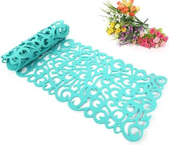 ZJchao Filz Tischl&auml;ufer Table Runner, Hohl Blumenentwurf Tischunterlage, Abwaschbar, 100 x 30cm Gr&uuml;n, Esszimmer Dekoration