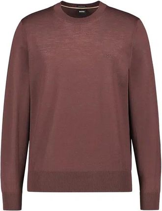 HUGO BOSS Herren Pullover braun Merinowolle unifarben