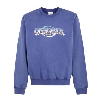 Casablanca SweaT-shirt &agrave; col rond imprim&eacute; graphique - Homme - Sweatshirts et sweats &agrave; capuche - Bleu - Taille: S