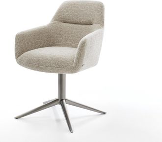 DELIFE Drehstuhl Pejo-Flex Webstoff Soft Beige Fußkreuz Graphit 360° drehbar Wippfunktion Taschenfederkern, Esszimmerstühle