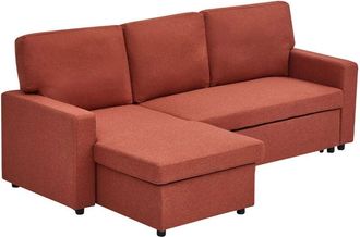 Best Mobilier Bestmobilier - Meiya - 4-sitzer-wendeecksofa schlaffunktion und bettkasten aus stoff - terrakotta