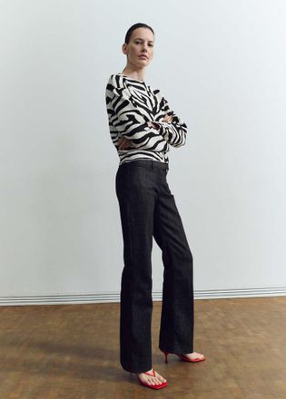 Mango Strickpullover mit Zebra-Print schwarz - Damen - XS - MANGO