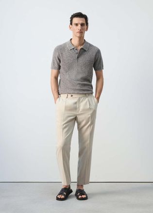 Mango Pantalon regular-fit pinces ivoire - Homme - 40 - MANGO MAN