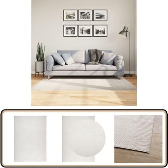 vidaXL Teppich iza Kurzflor Skandinavischer Look Creme 120x170 cm - Kurzflor-Teppich - Cremefarbener Teppich - Skandinavischer Teppich - Wohnzimmerteppich