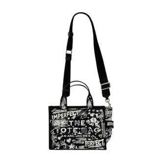 Marc Jacobs Femme, Sacs, Noir, Taille: ONE Size Punk Scribble Canvas Small Tote Bag