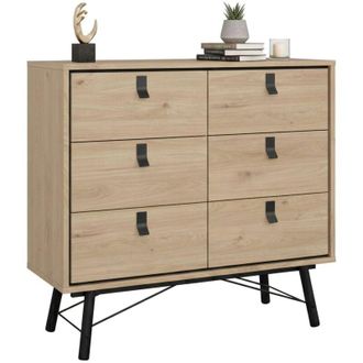 Dmora Kommode Aurelie, Wohnzimmerbuffet, Wohnzimmer-Sideboard, Moderne K&uuml;chen-Speisekammer, 102x40 h95 cm, Eiche - Dmora