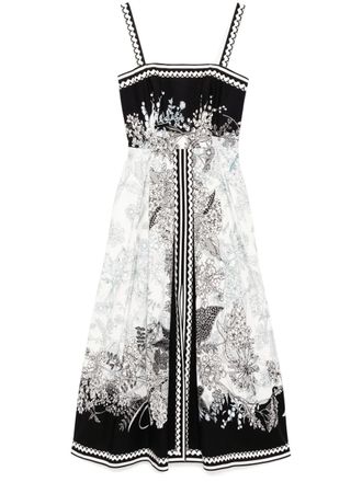 Elie Saab robe en coton à imprimé graphique - Noir