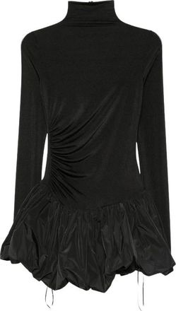 Andamane Robe Courte &agrave; Col Montant Pliss&eacute; - Femme - Robes - Noir - Taille: 36 FR