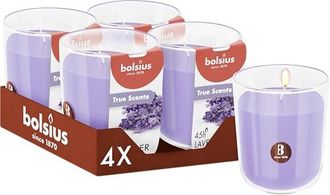Bolsius True Scents - Lavande - Violet - Lot de 4 Bougies Parfum&eacute;es - 9,7 x 8,5 cm - Dur&eacute;e de combustion: 45 heures - Avec extraits naturels - Cire v&eacute;g&eacute;tale n