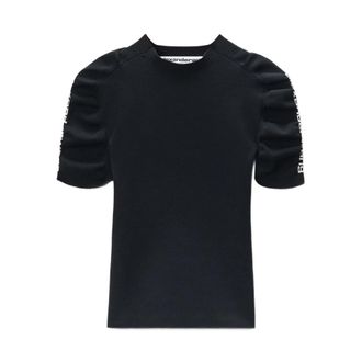 Alexander Wang Raffung &Auml;rmel Kurzarm Rundhals - - Knitwear - Damen - Schwarzk - S