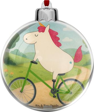 Mr. & Mrs. Panda Weihnachtskugel Einhorn Radfahrer Design - Geschenk, Einh&ouml;rner, Rad, Unicorn, christbaumkugeln, weihnachtsanh&auml;nger, Konfetti, Plastik, christbaumkugel