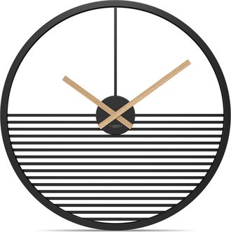 Cander Berlin Paolo XXL Vintage-Wanduhr Küchenuhr lautlos 50 cm Metall Holzzeiger ohne Tickgeräusche groß analog schwarz Wohnzimmer