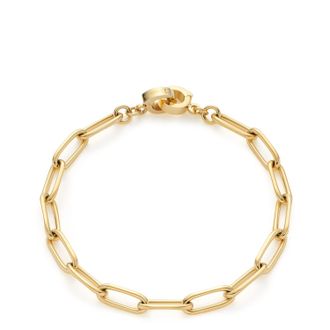 Leonardo Armband Clip & Mix Estrella - Arm-Kette aus goldfarbenem Edelstahl - aus ovalen Ketten-Gliedern im Chunky-Look - 19 cm L&auml;nge - Geschenk Damen Schmuck 