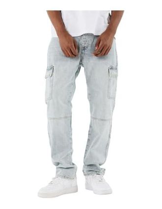 Project X Paris Jean Cargo a d&eacute;coupes Bleu Clair XL