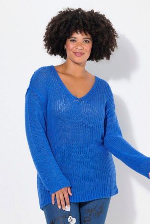 Angel Of Style Strickpullover Pullover oversized Ballonärmel V-Ausschnitt