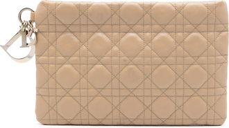 Dior Beige Coated Canvas Cannage Lady Dior Panarea Clutch