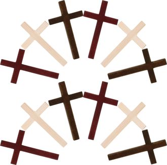 Lurrose 12 St&uuml;ck Handliche Holzkreuze zum Beten Tragbare Gebetskreuze aus Poliertem Holz in Holz Braun und Weinrot T&ouml;nen Religi&ouml;se Symbole f&uuml;r Erstkommunion u