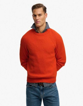 Superdry Pull &eacute;pais &agrave; manches raglan - Orange vif