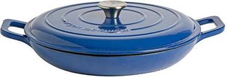 Argon Tableware 1x Midnight Blue 2.3L Fonter Fon Demeure &egrave; Casserole Peu Profonde Plat de Cuisson - 2300 ML Four hollandais &egrave;maill&egrave; - Couvercle Auto-d&egrave;roulant - HOB &egrave;
