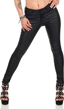 Vero Moda Femme Vmseven Nw Smooth Coated Noos Pantalon, Schwarz (Black Detail:Coated), XS / 30L EU