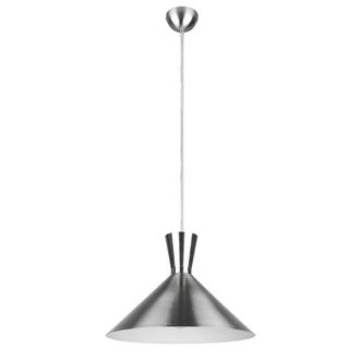 ETC Shop H&auml;ngelampe Pendellampe Esstischleuchte silber Wohnzimmerlampe rund, Metall nickel matt, 1x E27 Fassung, DxH 35x150 cm