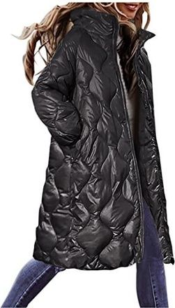 Generic Vestes pour femmes 2026 couleur unie manteau d&eacute;contract&eacute; &agrave; manches longues chaud hiver fermeture &eacute;clair veste tendance douce &agrave; capuche, Noir, XL