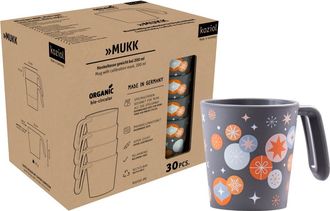 Koziol MUKK Mehrwegbecher, wiederverwendbar, stapelbar, sp&uuml;lmaschinenfest, Gl&uuml;hweinbecher f&uuml;r Weihnachtsm&auml;rkte, 30er Set, je 200 ml, Nature Ash Grey